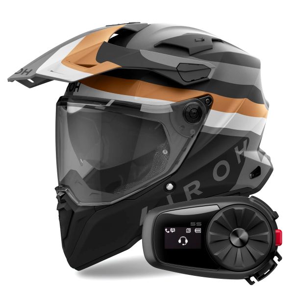 Pack Casco Moto + Kit Bluetooth : Airoh Commander 2 Doom Gold Matt ...