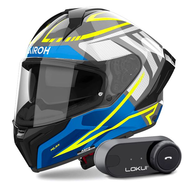 Pack Casco Moto + Kit Bluetooth : Airoh Matryx Rider Blue + Kit ...