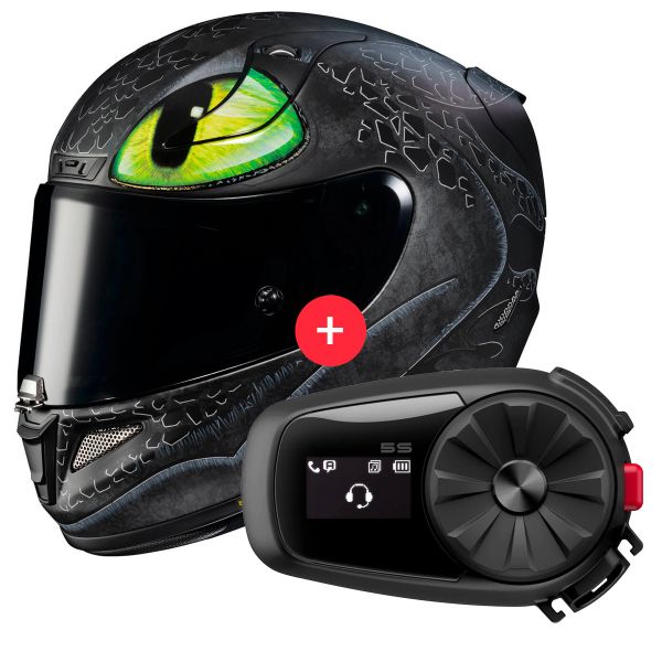 Pack Casco Moto + Kit Bluetooth : HJC RPHA 11 Toothless Universal + Kit ...