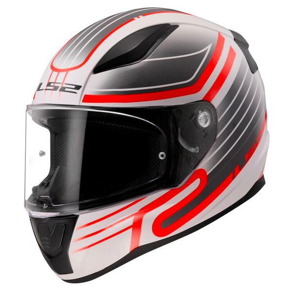 Pack Casco Moto + Kit Bluetooth : LS2 Circuito Rapid II Bianco Rosso ...