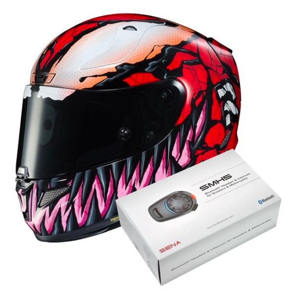 Pack Casco Moto + Kit Bluetooth : HJC RPHA 11 Carnage Marvel MC1 + Kit ...