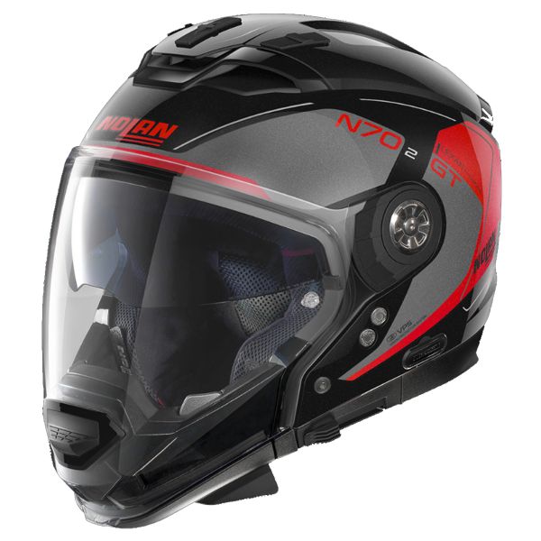 Casco Moto Nolan N70 2 GT Lakota N-Com Black Grey Red 38 pronto per l ...